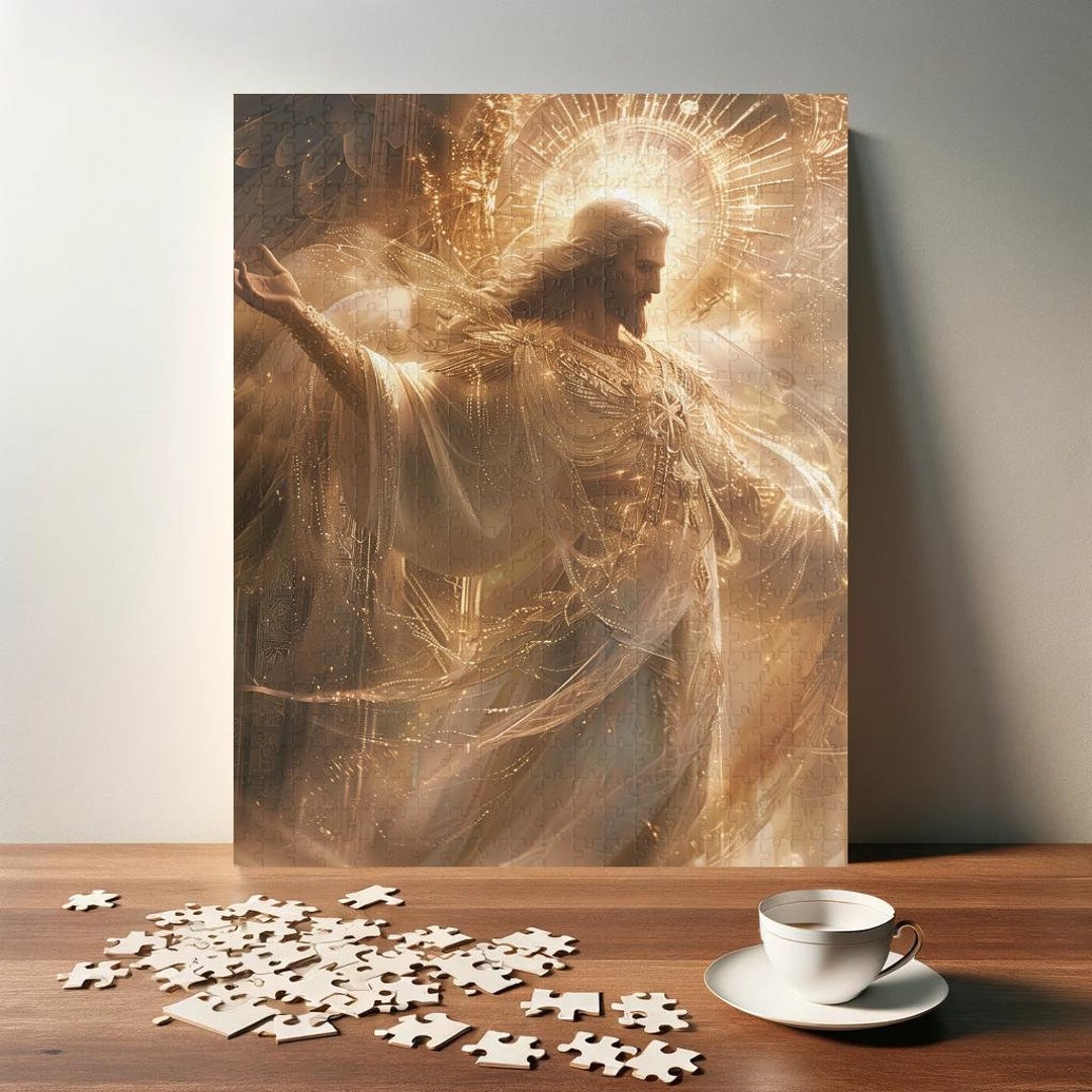 Resplendent Jesus Christ Puzzle - Divine Savior Embraced by Heavenly ...