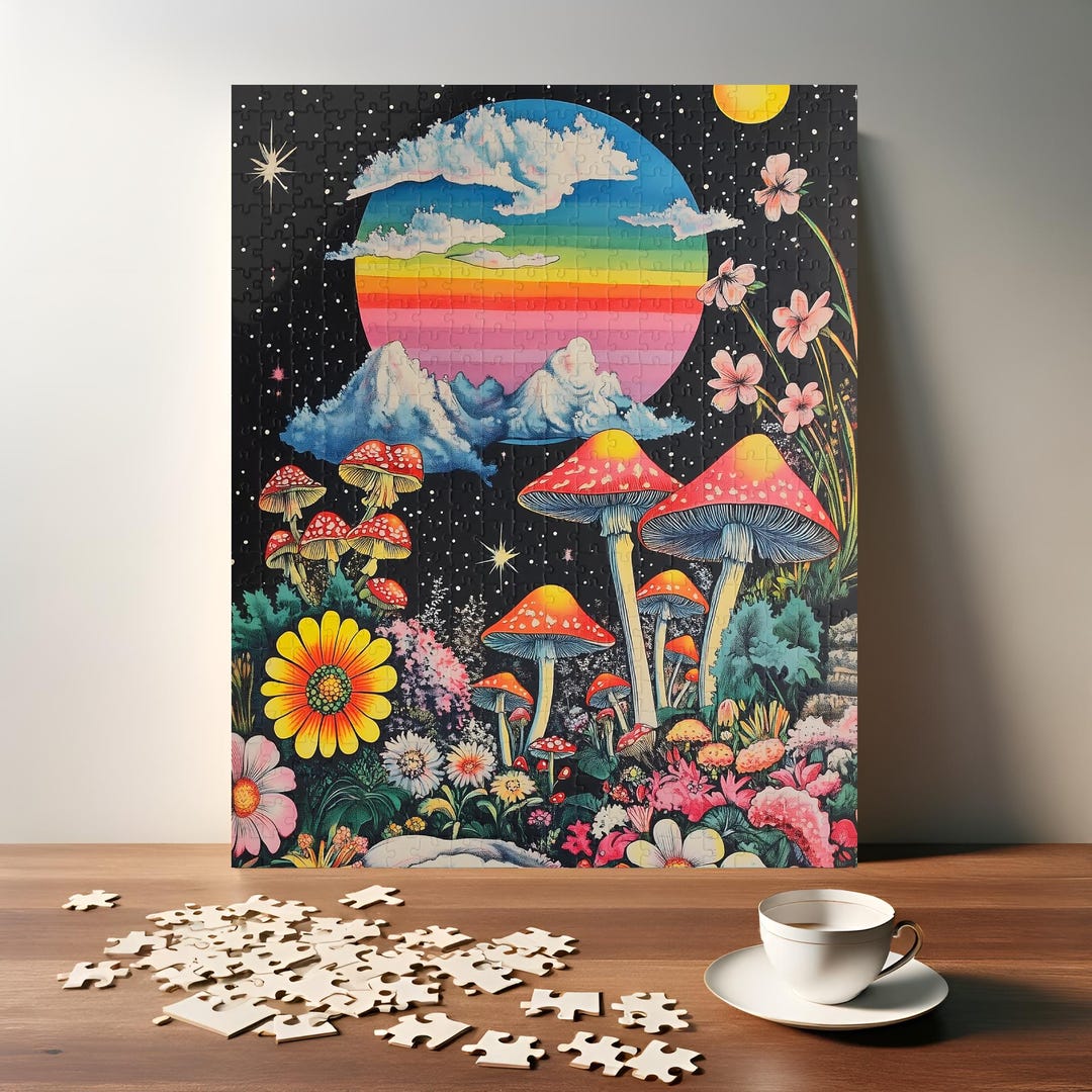 Groovy Fungi Puzzle - Retro Mushrooms With Psychedelic 70s Vibes Jigsaw ...