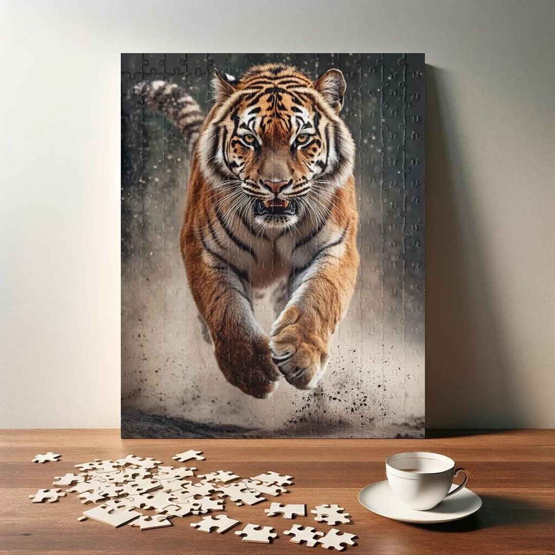 Siberian Tiger Running Puzzle - Wildlife Jigsaw - Safari Theme Game ...