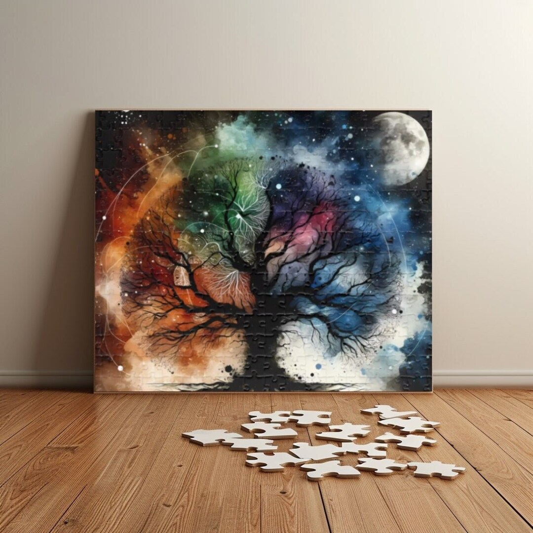 Galactic Roots Puzzle - Enigmatic Tree of Life - Mystical Night Sky ...