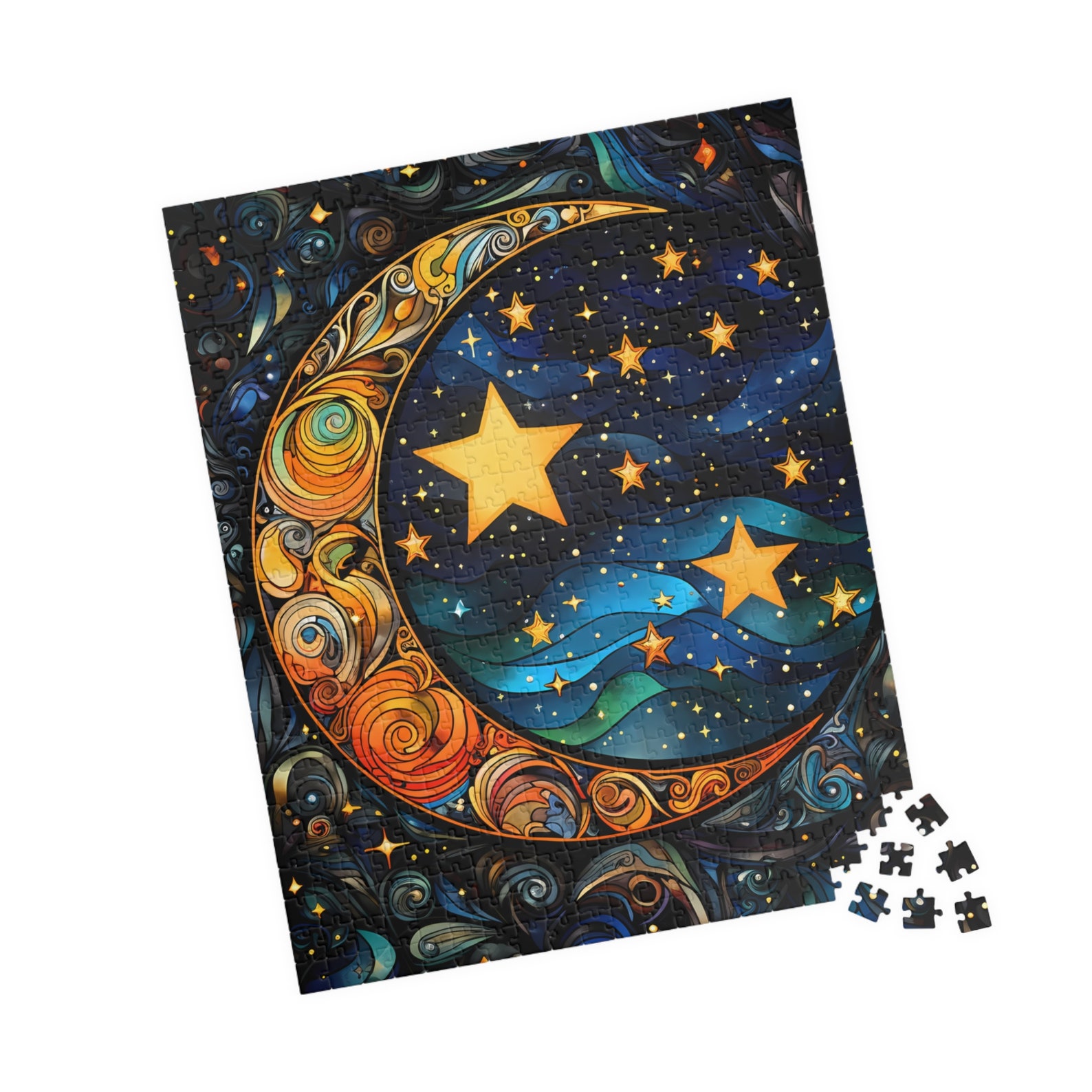 Stained Glass Celestial Puzzle Crescent Moon Jigsaw Moonlit Sonata 110, 252, 520, 1014 Piece - Etsy