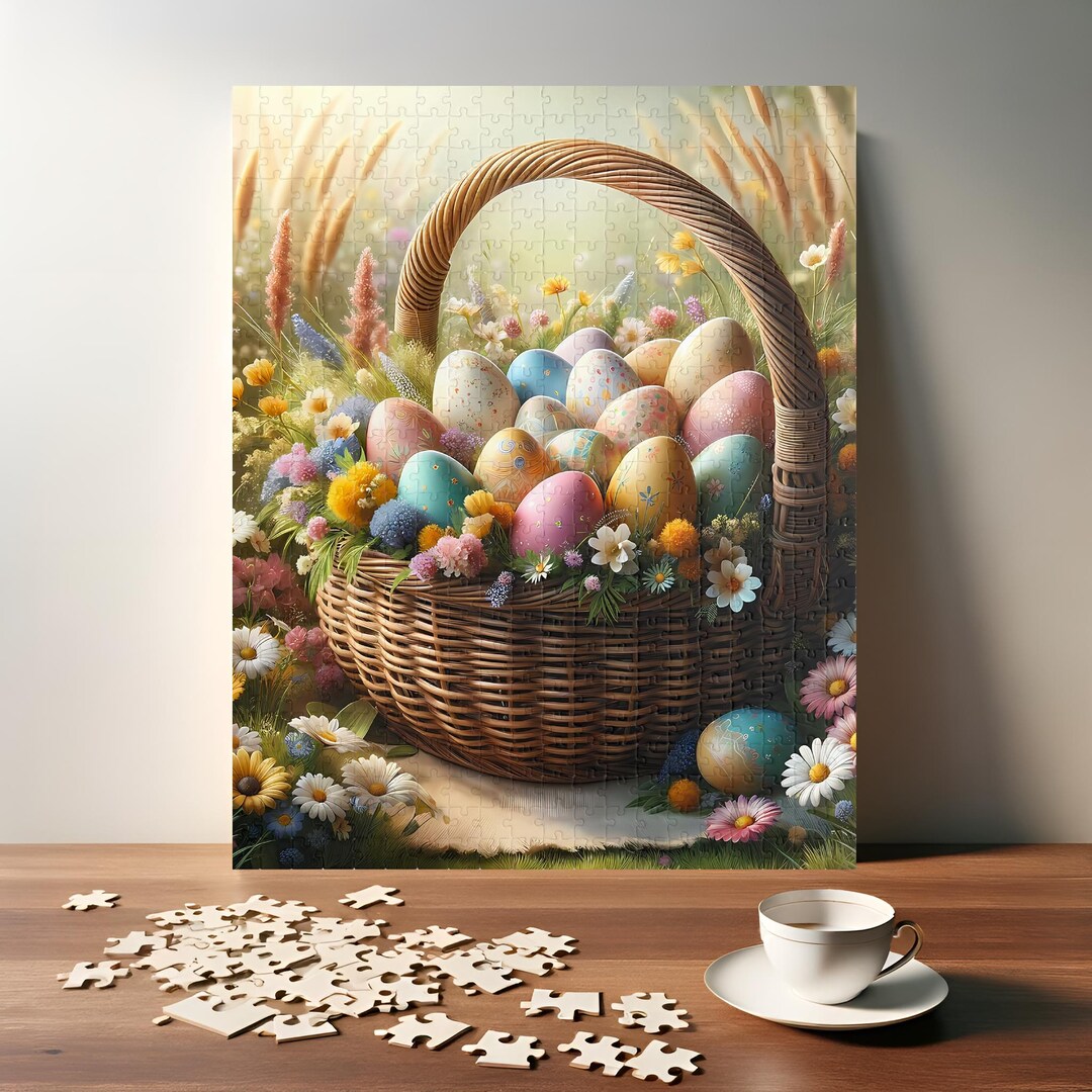 Artisanal Easter Egg Basket Puzzle - Springtime Splendor - Pastoral ...