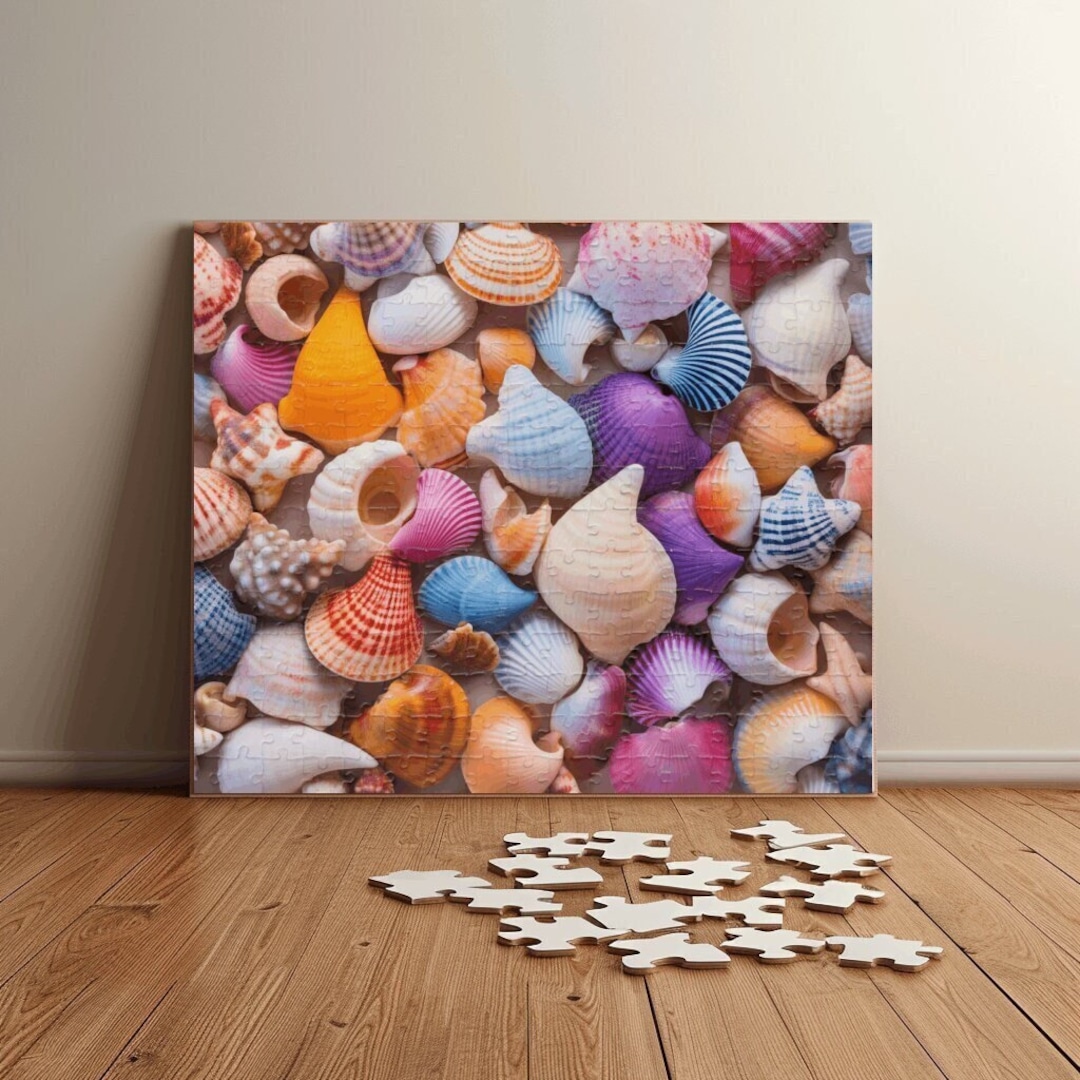 Colorful Ocean Treasures Puzzle - Seashell Symphony Puzzle - Vibrant ...