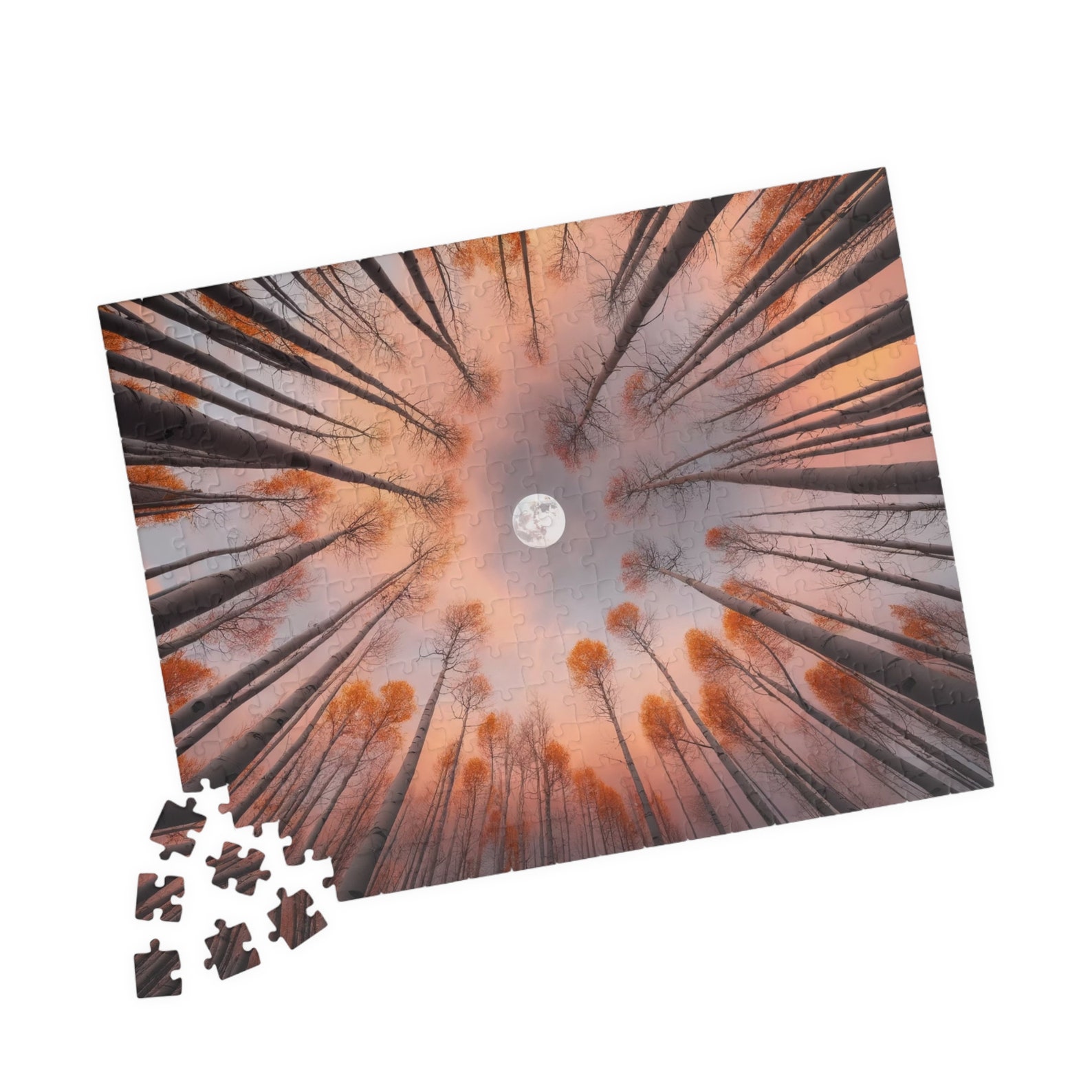 Autumn Moonrise Puzzle - Majestic Aspen Trees Moon Jigsaw - Fall ...