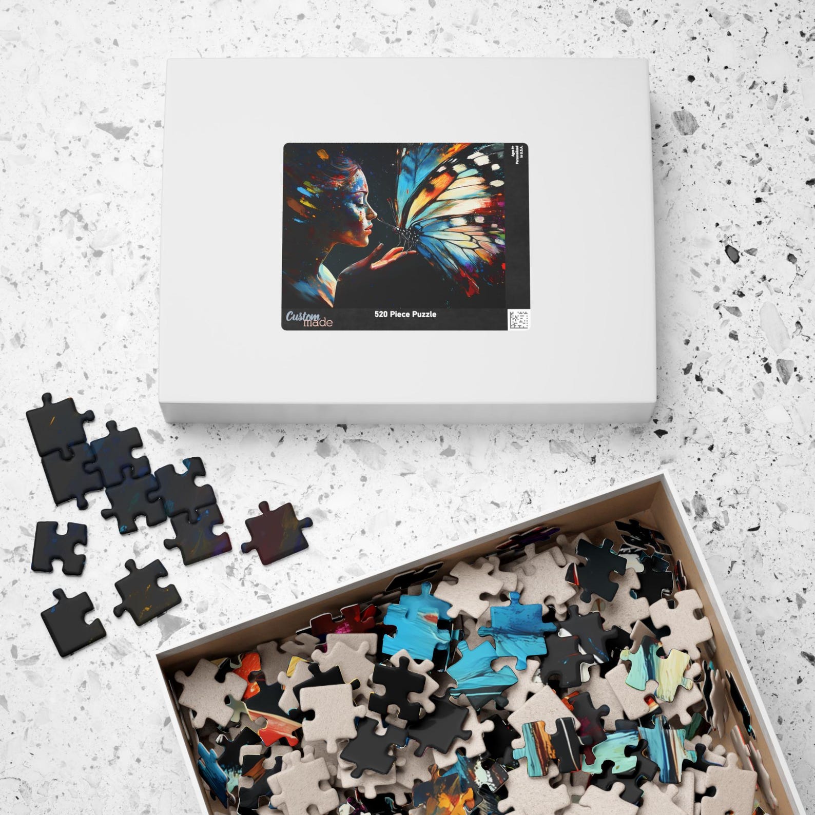 Vibrant Butterfly Wings Puzzle - Abstract Colorful Woman Jigsaw - Gift ...