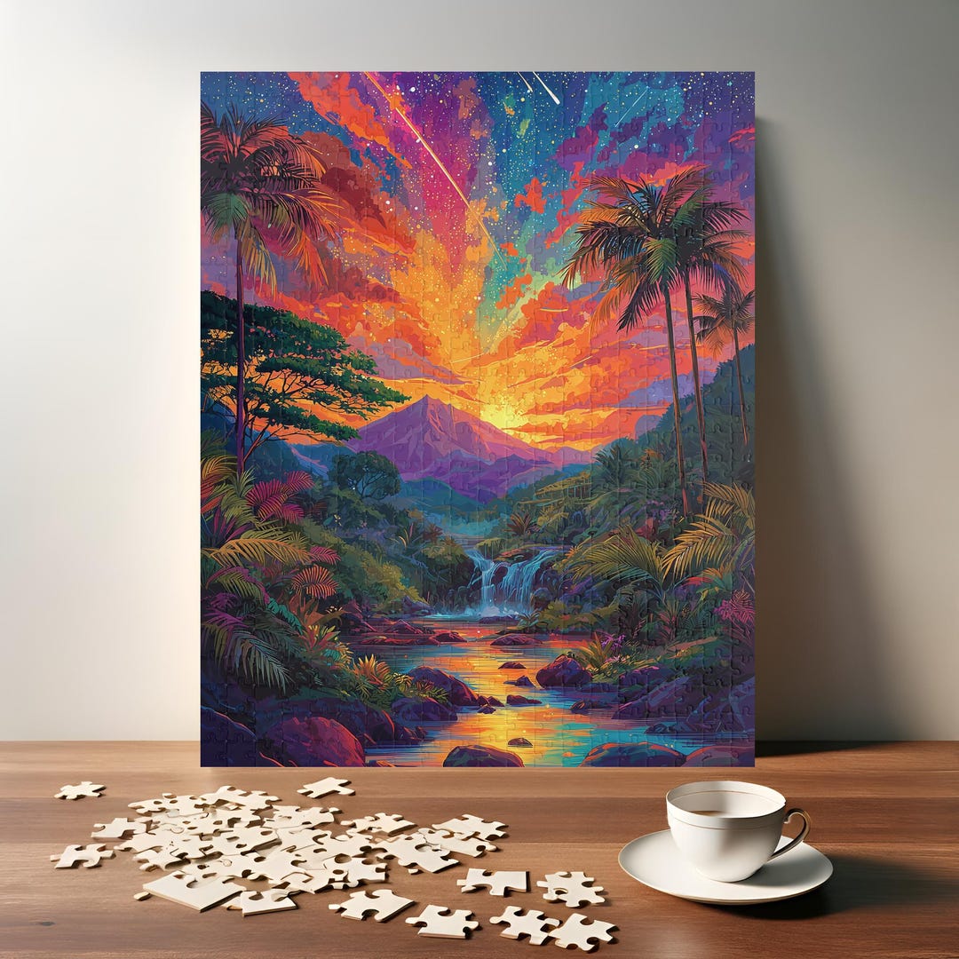 Amazon Rainforest Puzzle - Vibrant Jungle Waterfall Jigsaw - Gift for ...