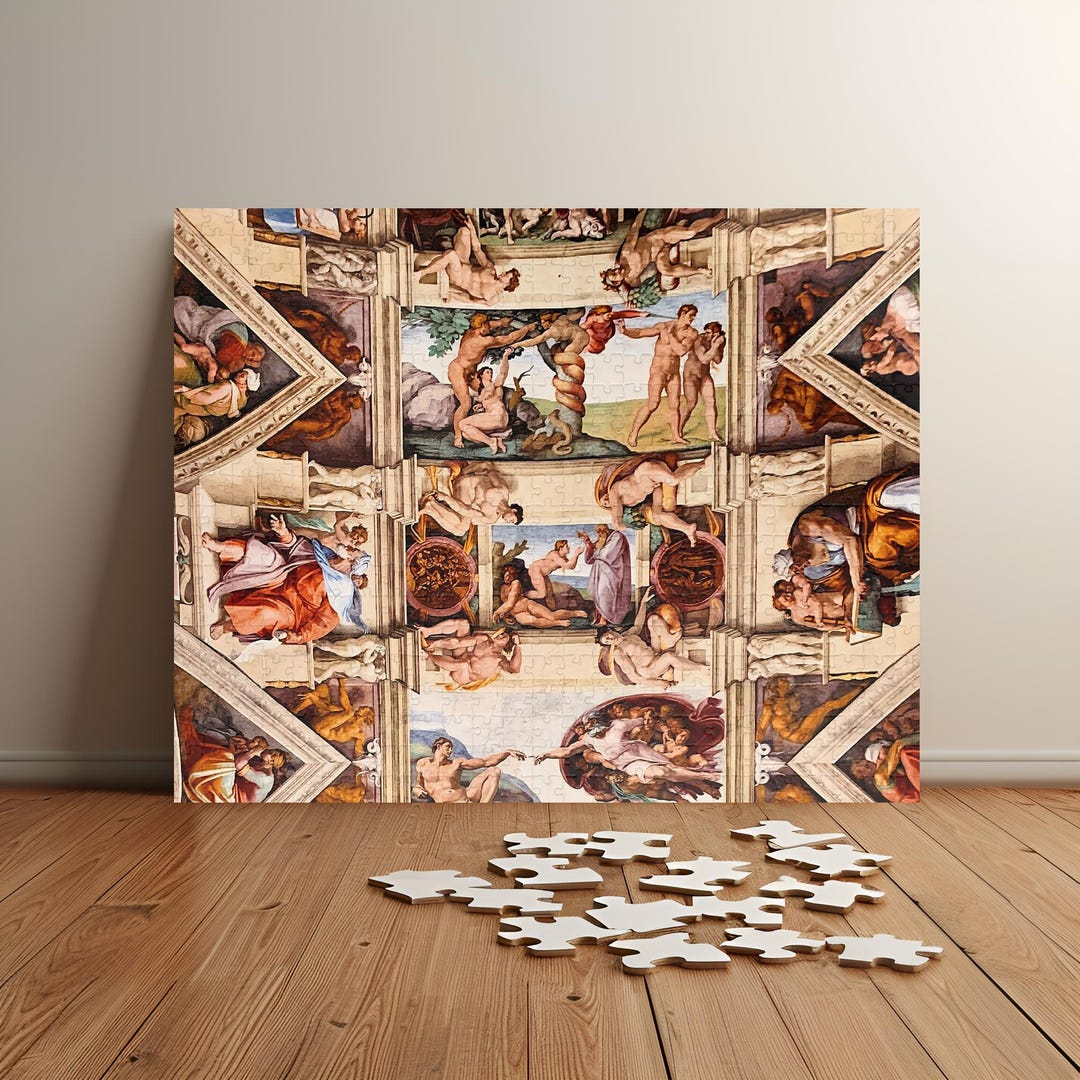 PART 1 Sistine Chapel Ceiling Photo Puzzle - Creation of Adam Jigsaw ...
