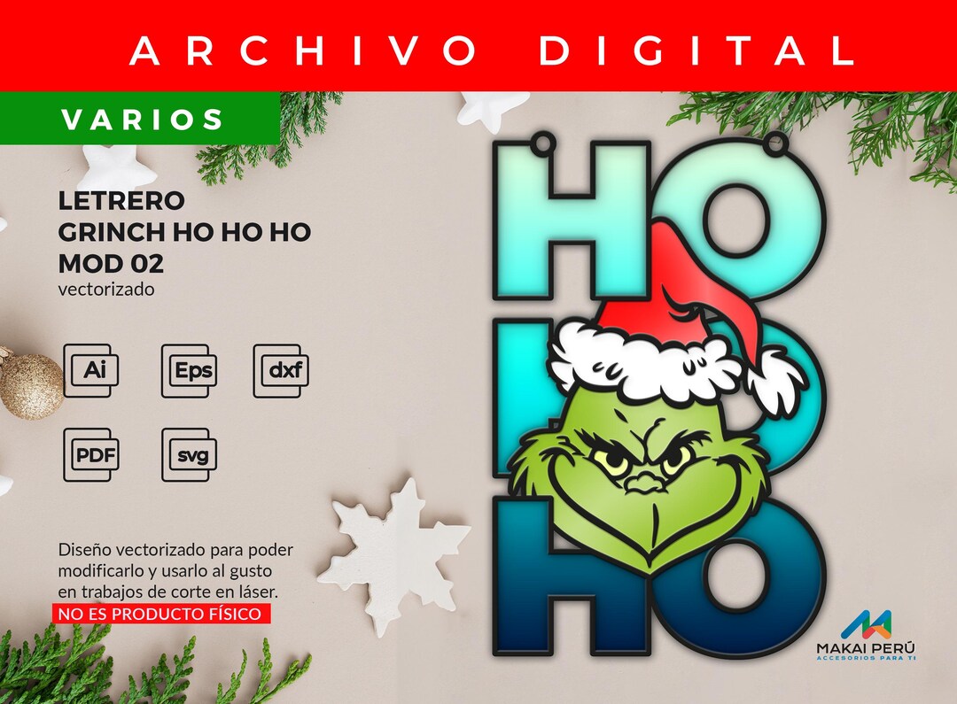 GRINCH HOHOHO, Digital File for Laser Cutting, Christmas Sign, Laser ...