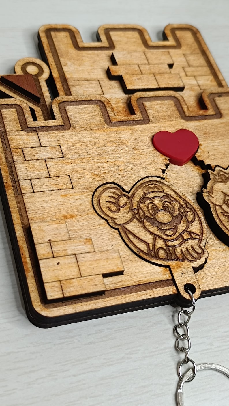 MARIO BROS KEYCHAIN HOLDER, Digital File of Mario and Princess Peach ...