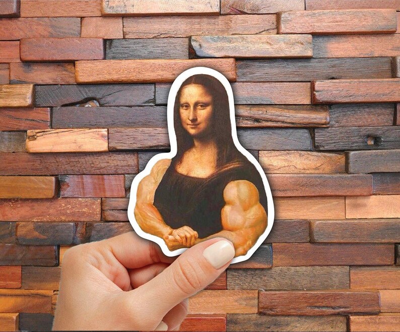 Mona Lisa Sticker Flexing Batman Water Bottle Sticker Workout ...