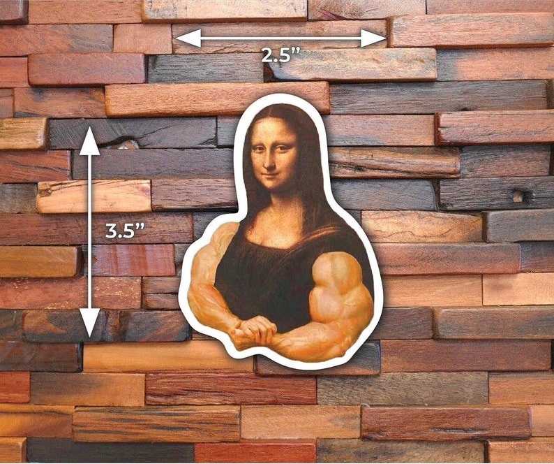 Mona Lisa Sticker Flexing Batman Water Bottle Sticker Workout ...
