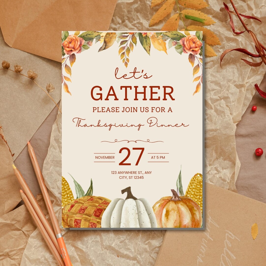 Editable Thanksgiving Dinner Invitation Template (digital Download) - Etsy