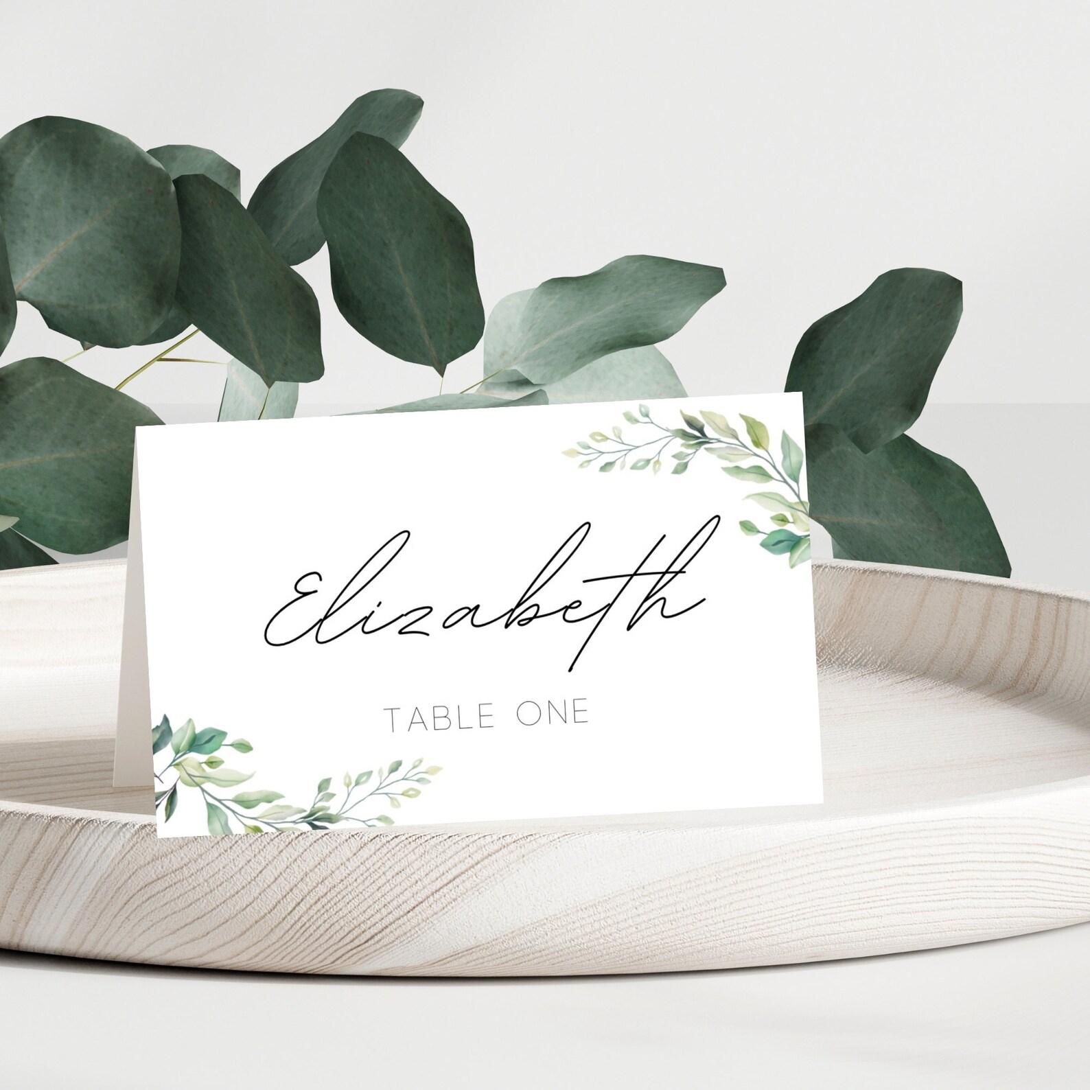 Greenery Place Card Template, Wedding Table Seat Card Download ...