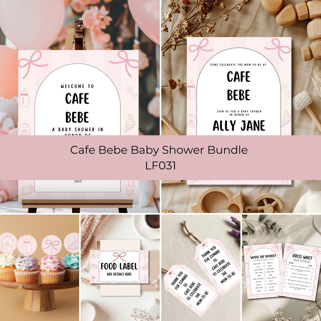 Cafe Bebe Baby Shower Bundle: Editable Coffee Theme (digital Download ...