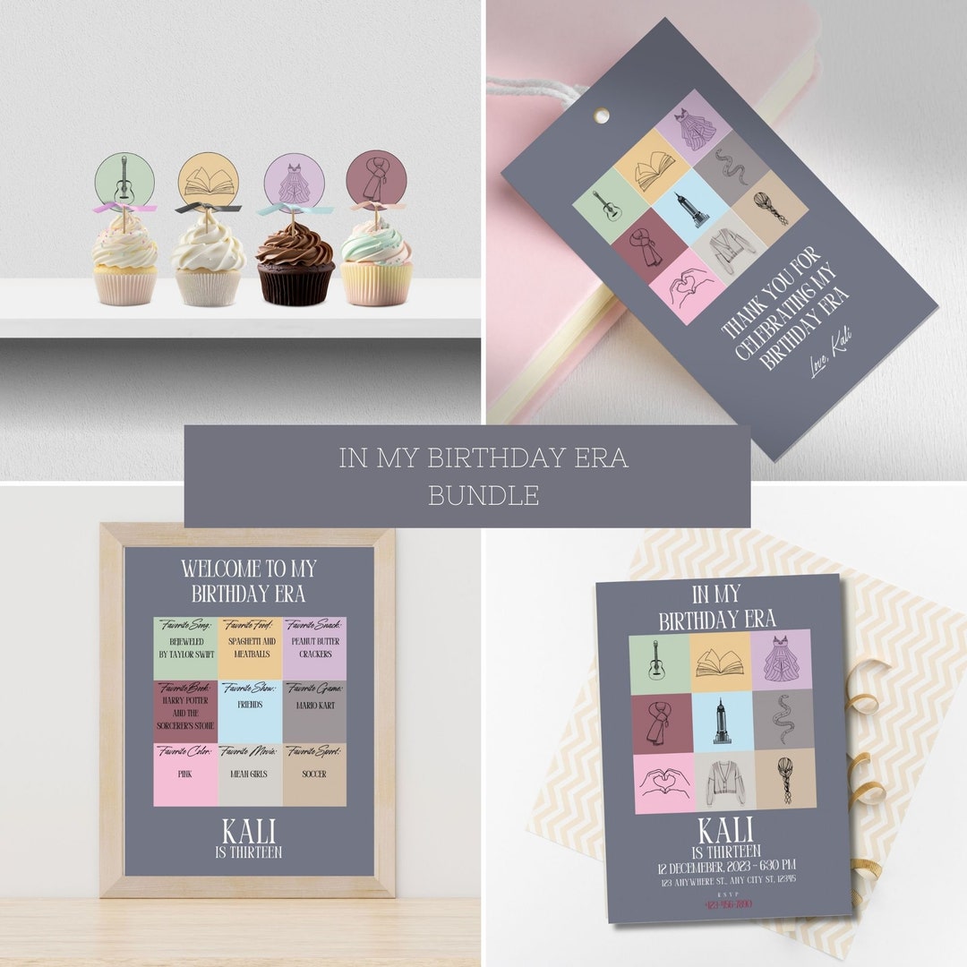 Birthday Era Party Pack: Invitations, Sign, Thank You Tags (editable ...
