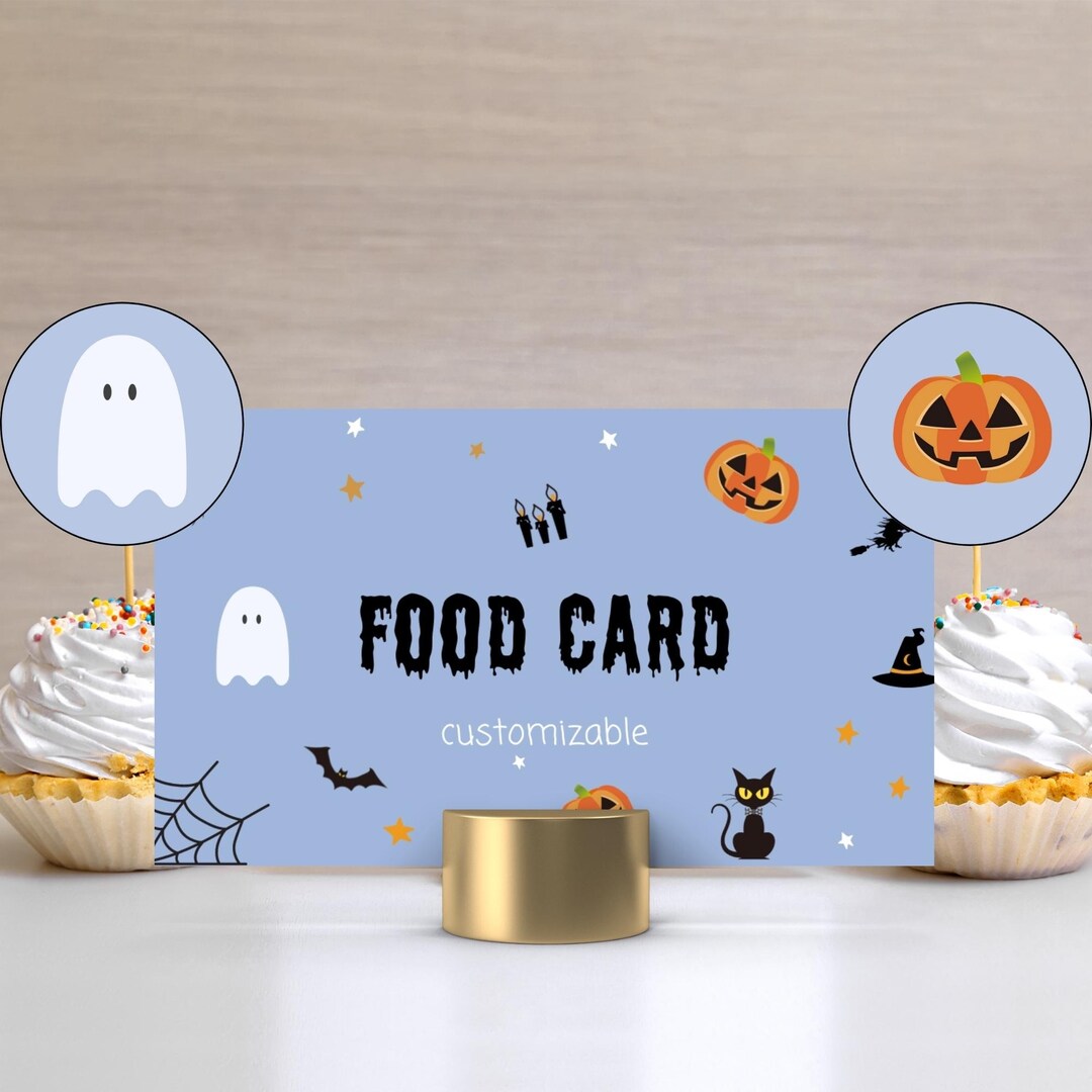Little Boo is Due Blue Baby Shower Customizable Food Card, Blue Ghost ...