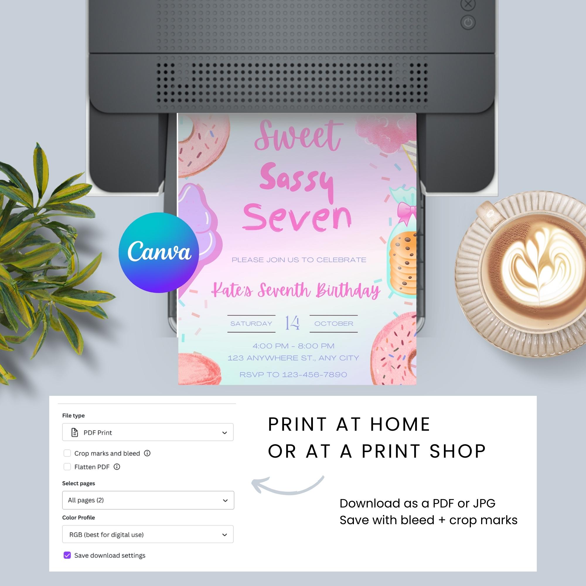 Sweet Sassy Seven Birthday Invitation: Candy Theme (instant Download ...