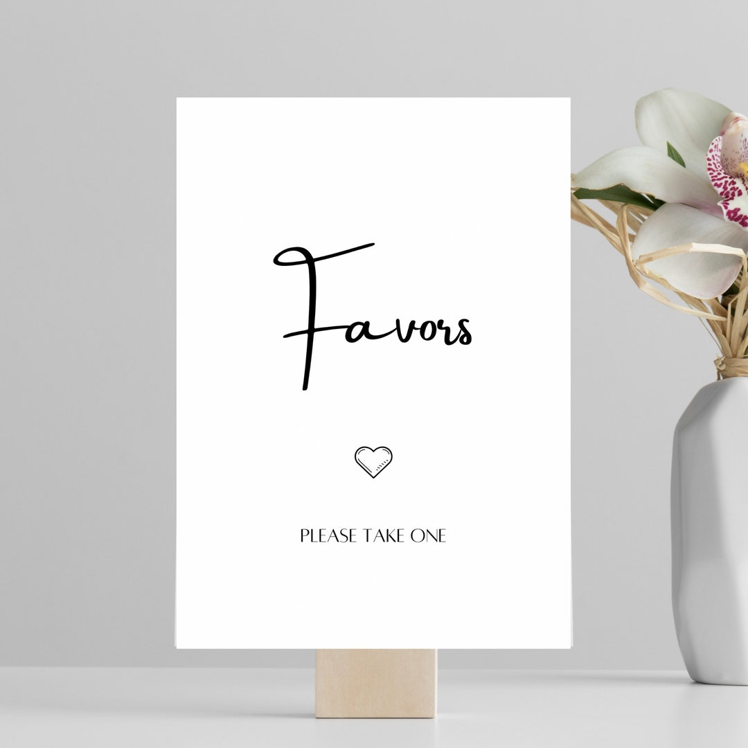 Wedding Favor Sign, Please Take One Favor Sign Printable, Modern Favor ...