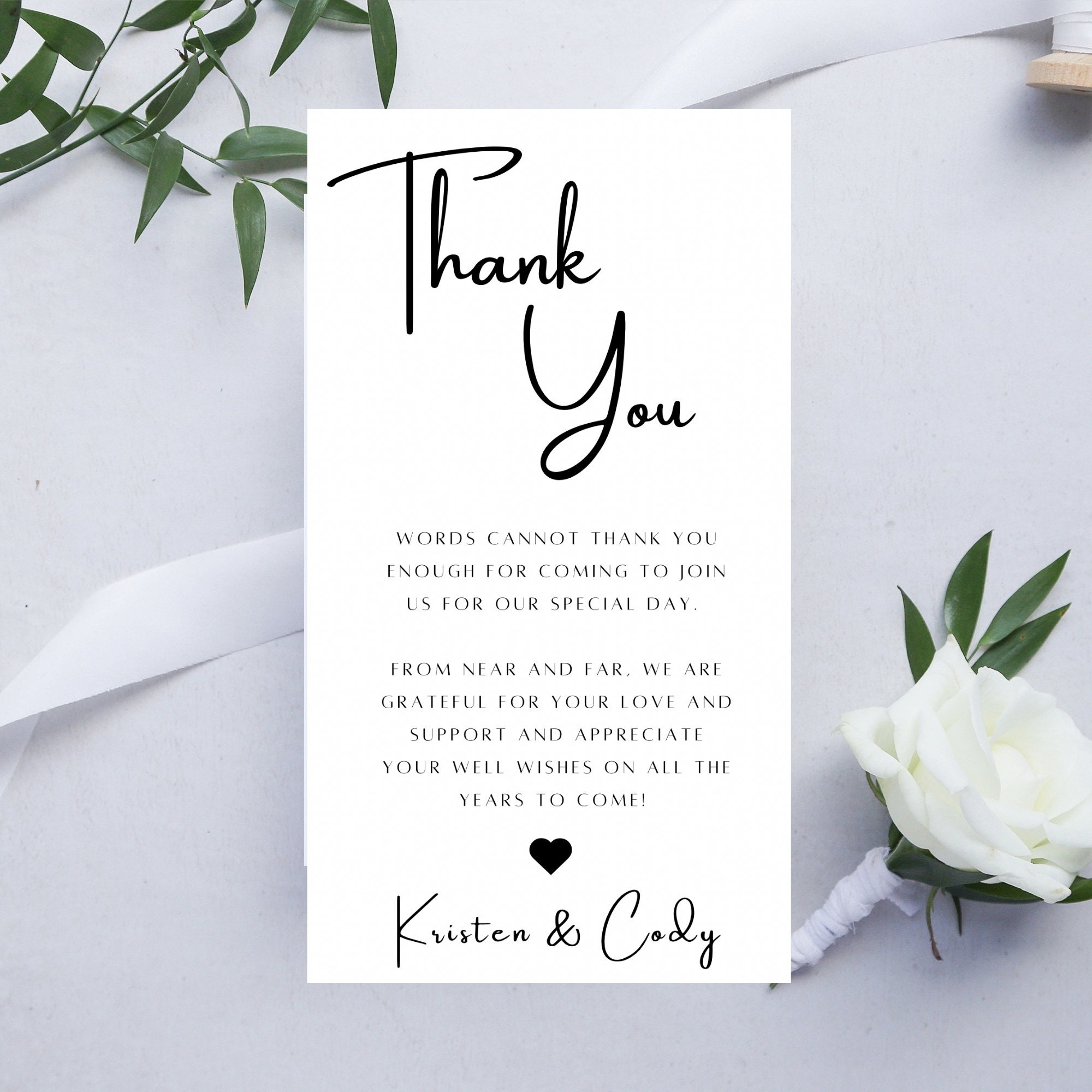 Minimalist Thank You Place Card: Modern Printable Note (digital ...