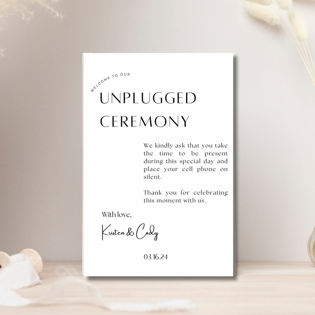 Minimalist Wedding Unplugged Sign, Editable Ceremony Sign, Editable ...