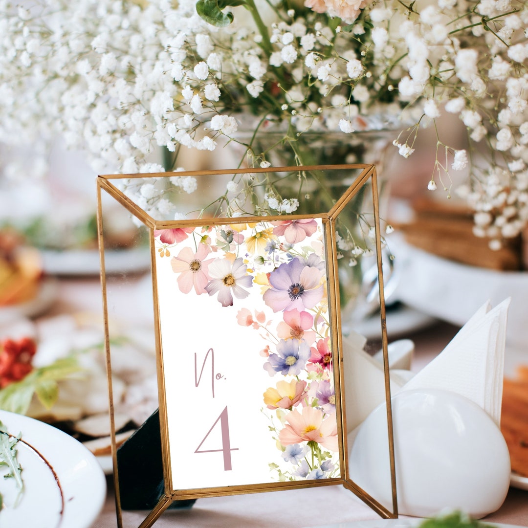 Wildflower Wedding Table Numbers: Floral Design (printable Canva ...