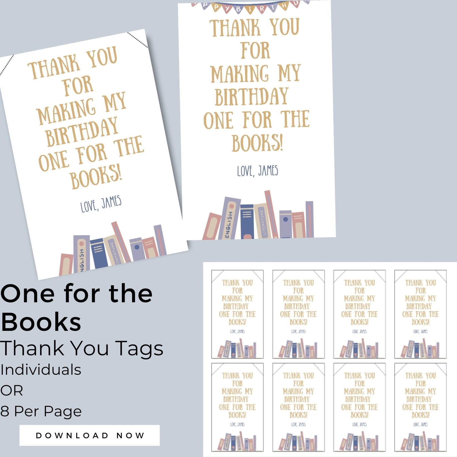 One for the Books Birthday Party Favor Tag Book Themed Birthday Party ...