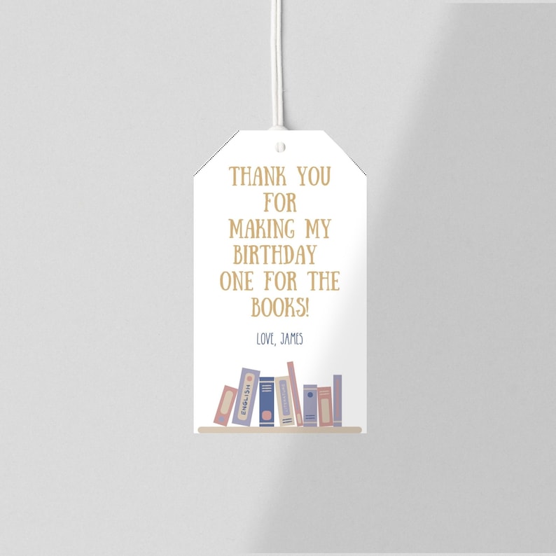 Book Birthday Party Favor Tag: Library Theme (digital Download) - Etsy