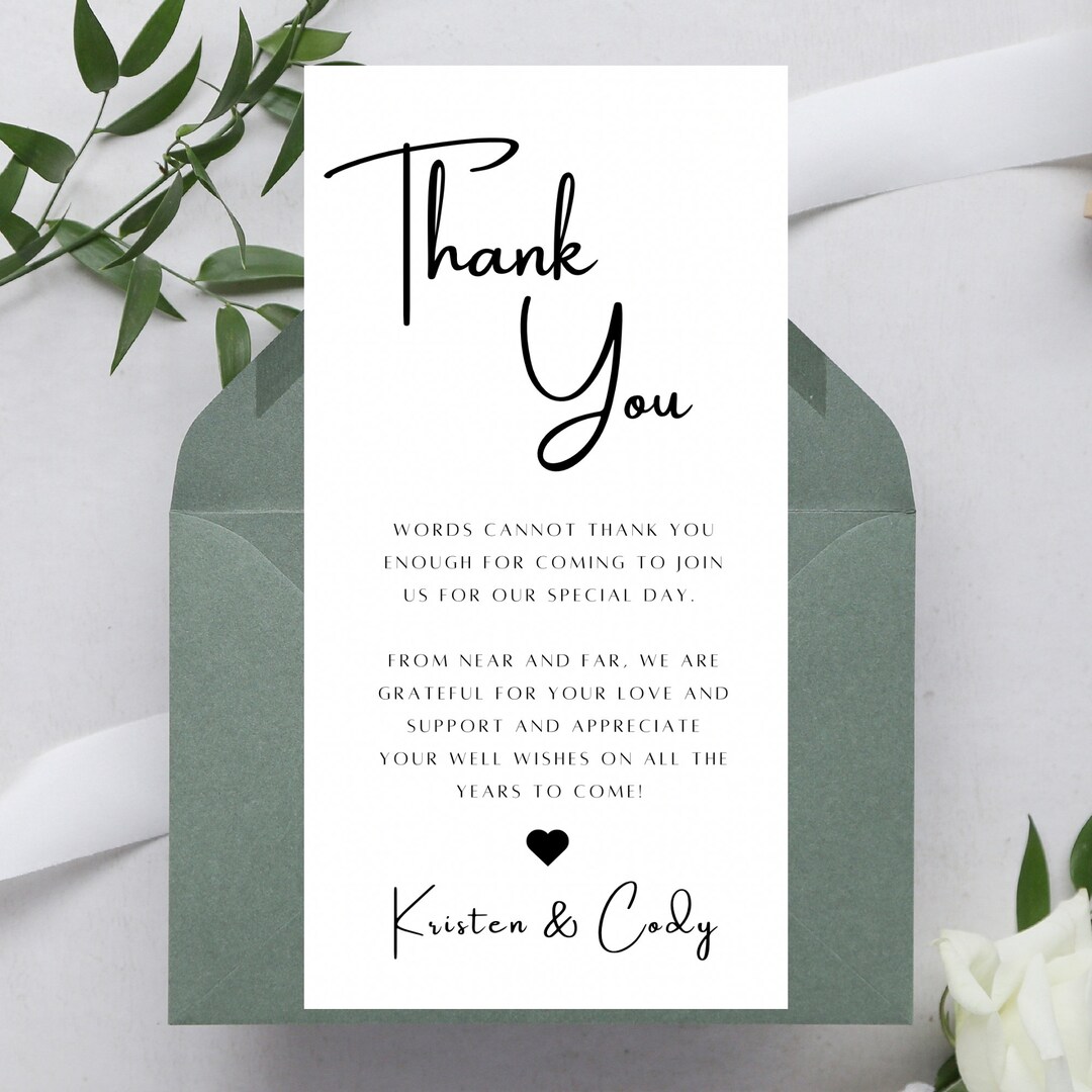 Minimalist Thank You Place Card: Modern Printable Note (digital ...