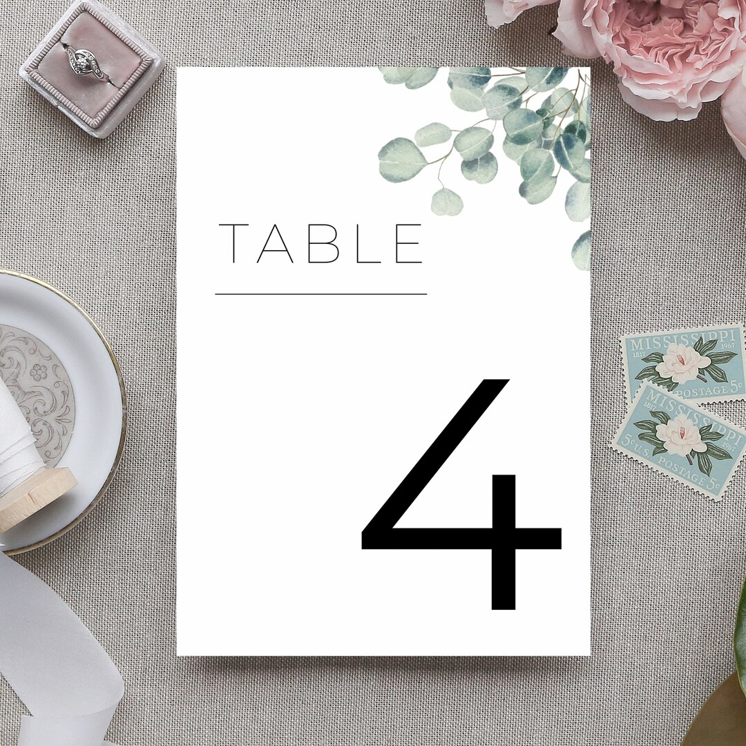 INSTANT DOWNLOAD, Eucalyptus Table Numbers, Table Numbers, Wedding ...