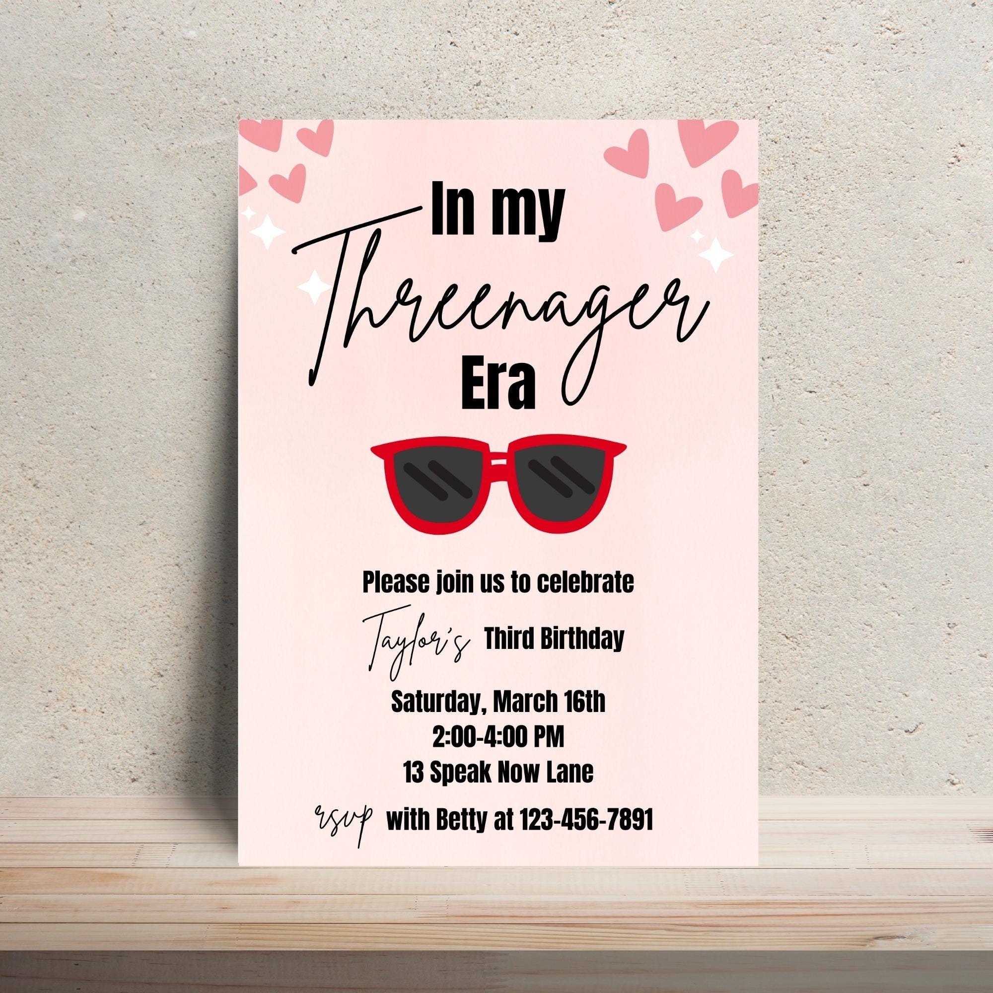 Threenager Era Birthday Invitation: Funny Third Birthday (digital ...
