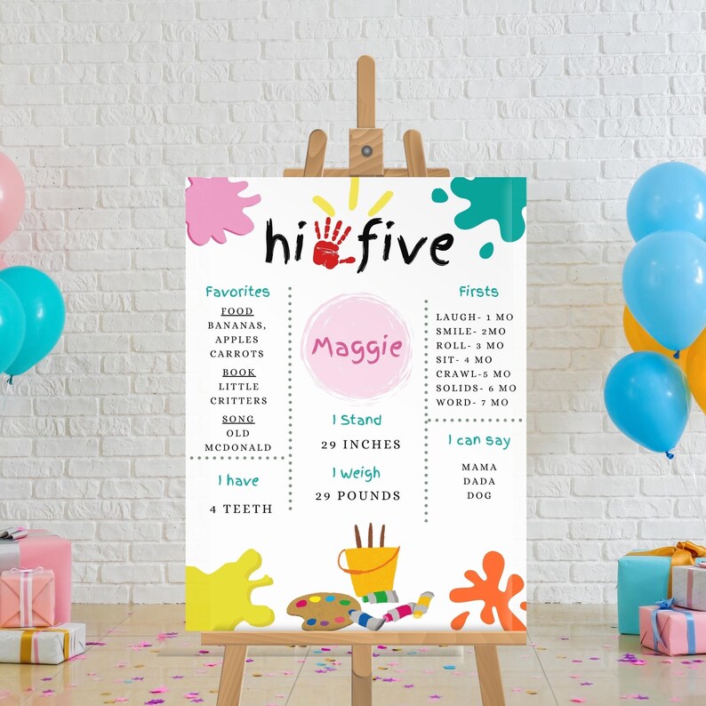 Hi-five 5th Birthday Party Bundle: Customizable Template (digital ...