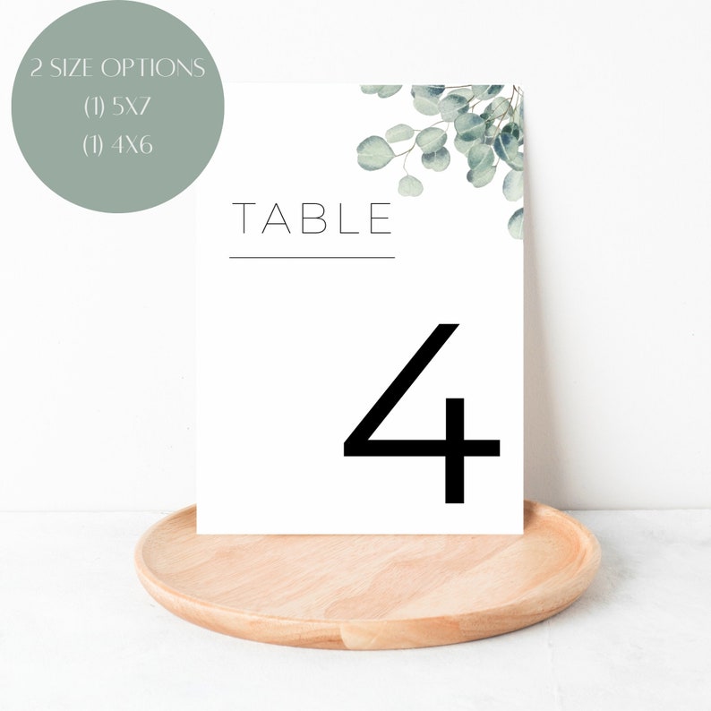 INSTANT DOWNLOAD, Eucalyptus Table Numbers, Table Numbers, Wedding ...