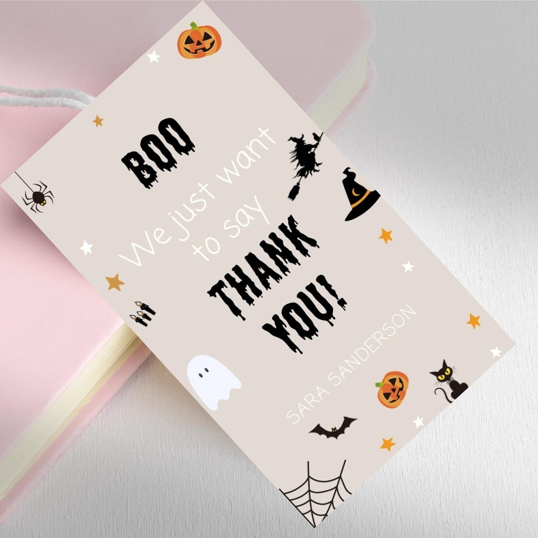 Little Boo is Due Baby Shower Thank You Tag, Neutral Ghost, Baby Shower ...