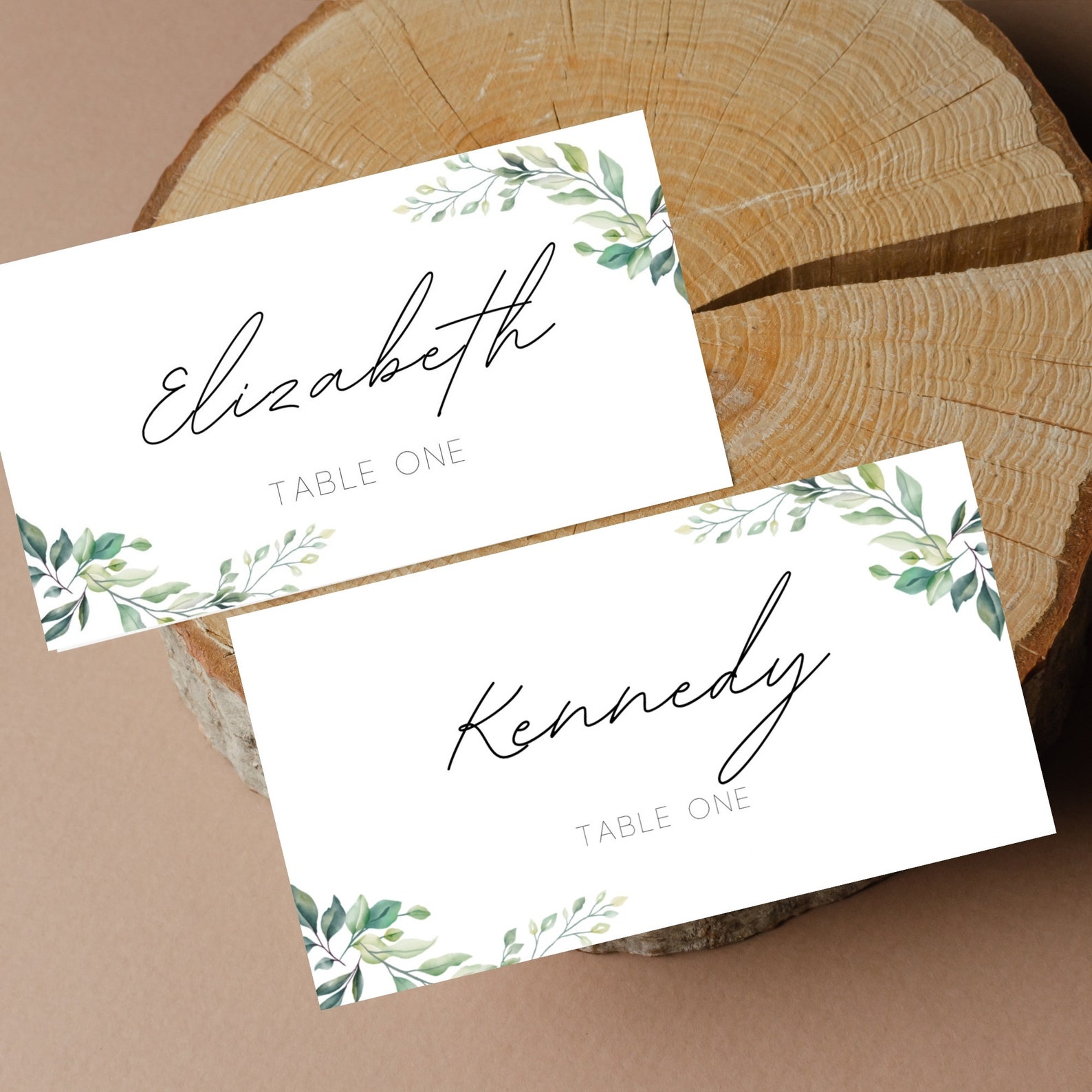 Greenery Place Card Template, Wedding Table Seat Card Download ...