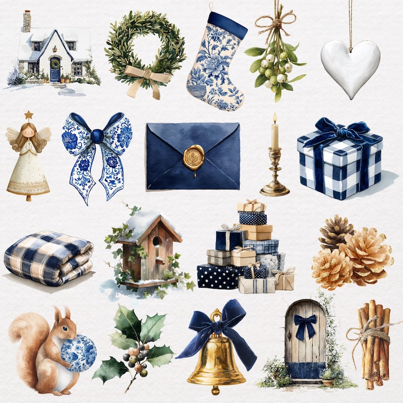 Watercolor Christmas Clipart Cozy Winter Clip Art Bundle PNG ...