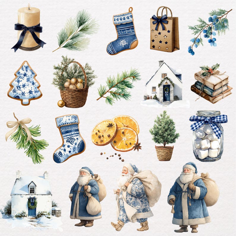 Watercolor Christmas Clipart Cozy Winter Clip Art Bundle PNG ...
