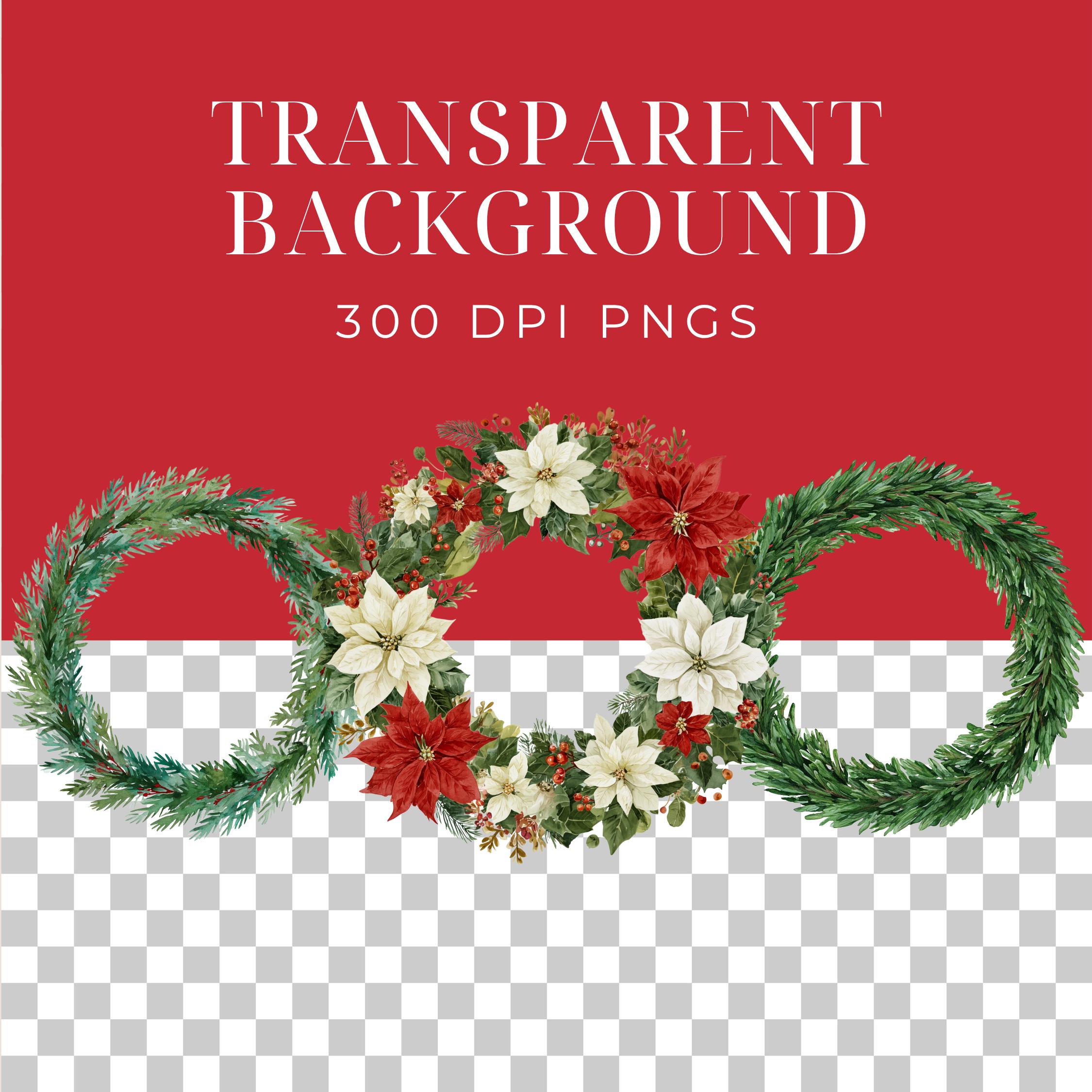 85 Christmas Wreath Garland Clipart, Watercolor Festive Christmas ...