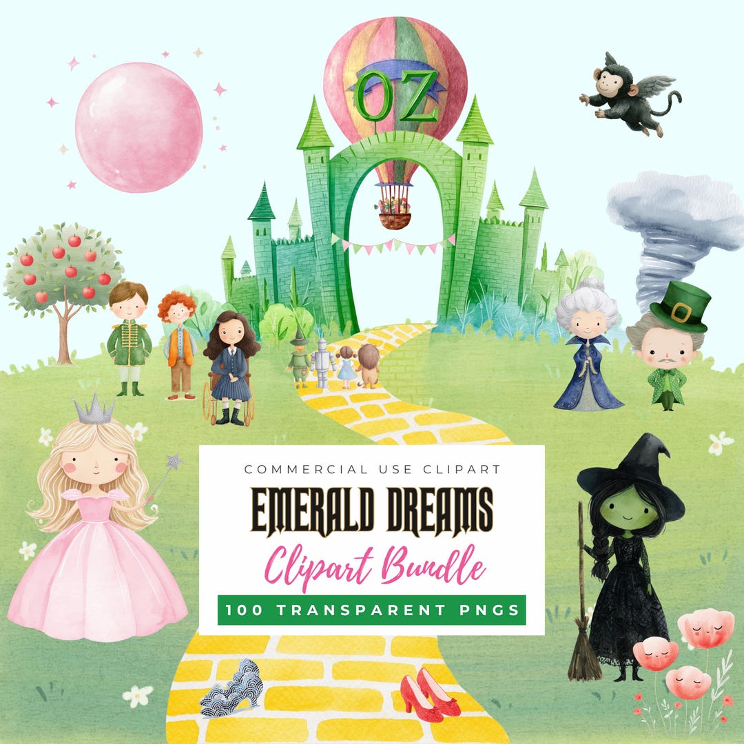 Wizard of Oz Wicked Watercolor Clipart Bundle Digital PNG Files ...