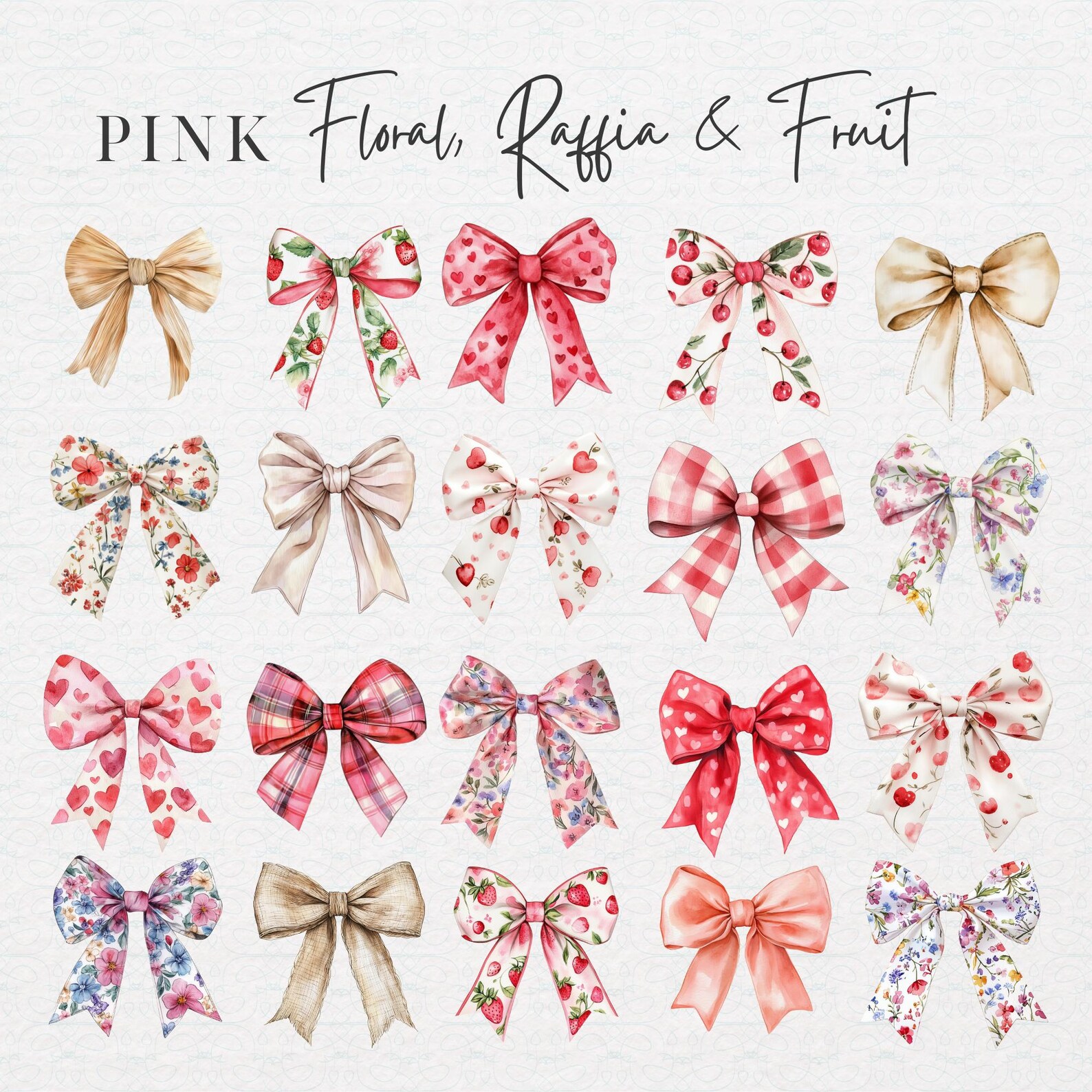 Valentine's Day Bows Clipart Bundle: Watercolor Ribbon Designs (PNG) - Etsy