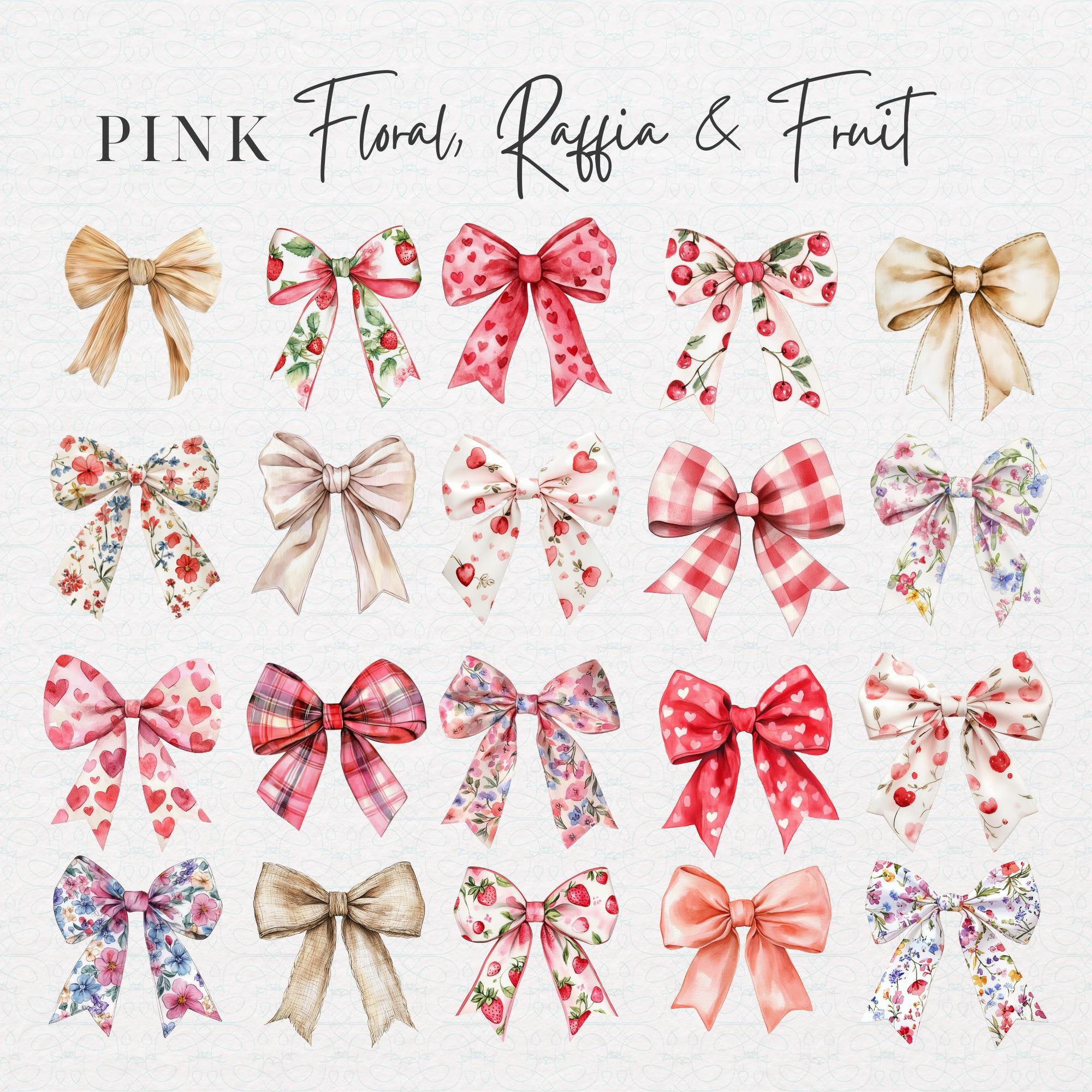 Valentine's Day Bows Clipart Bundle: Watercolor Ribbon Designs (PNG) - Etsy