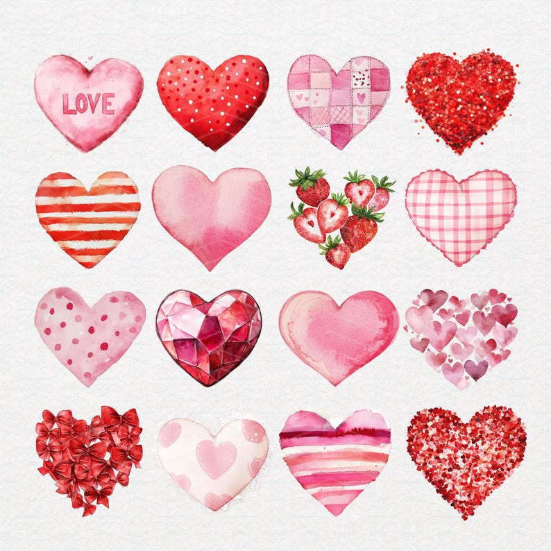 Watercolor Heart Clipart, Valentines Day Clipart, Sweet Valentine ...