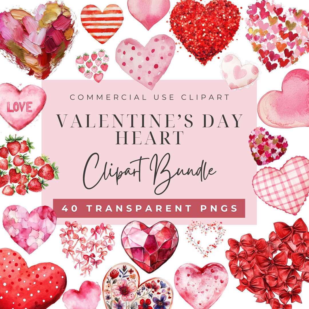 Watercolor Heart Clipart, Valentines Day Clipart, Sweet Valentine ...
