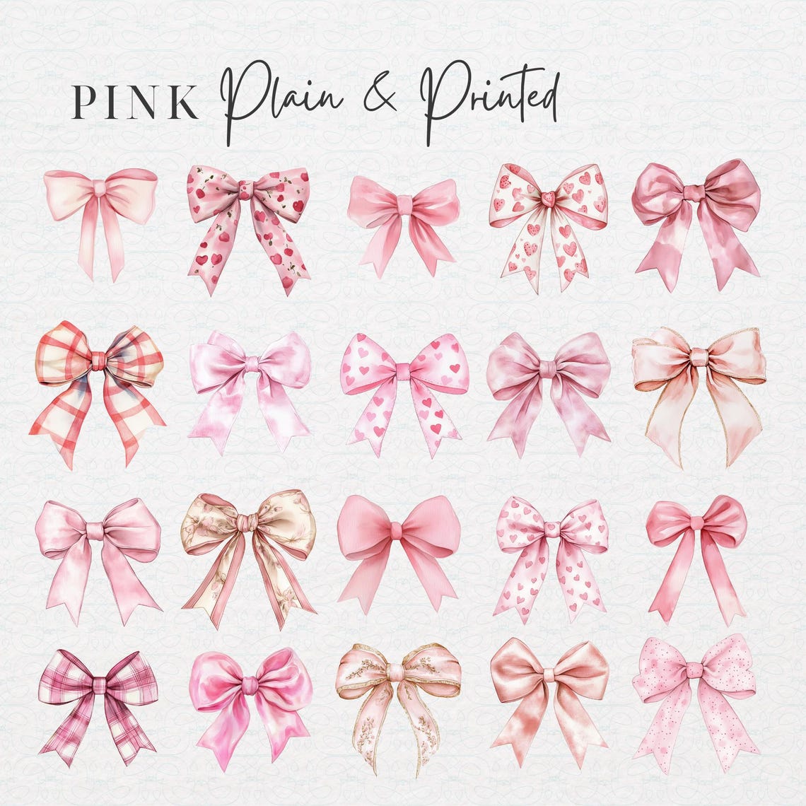 Valentine's Day Bows Clipart Bundle: Watercolor Ribbon Designs (PNG) - Etsy