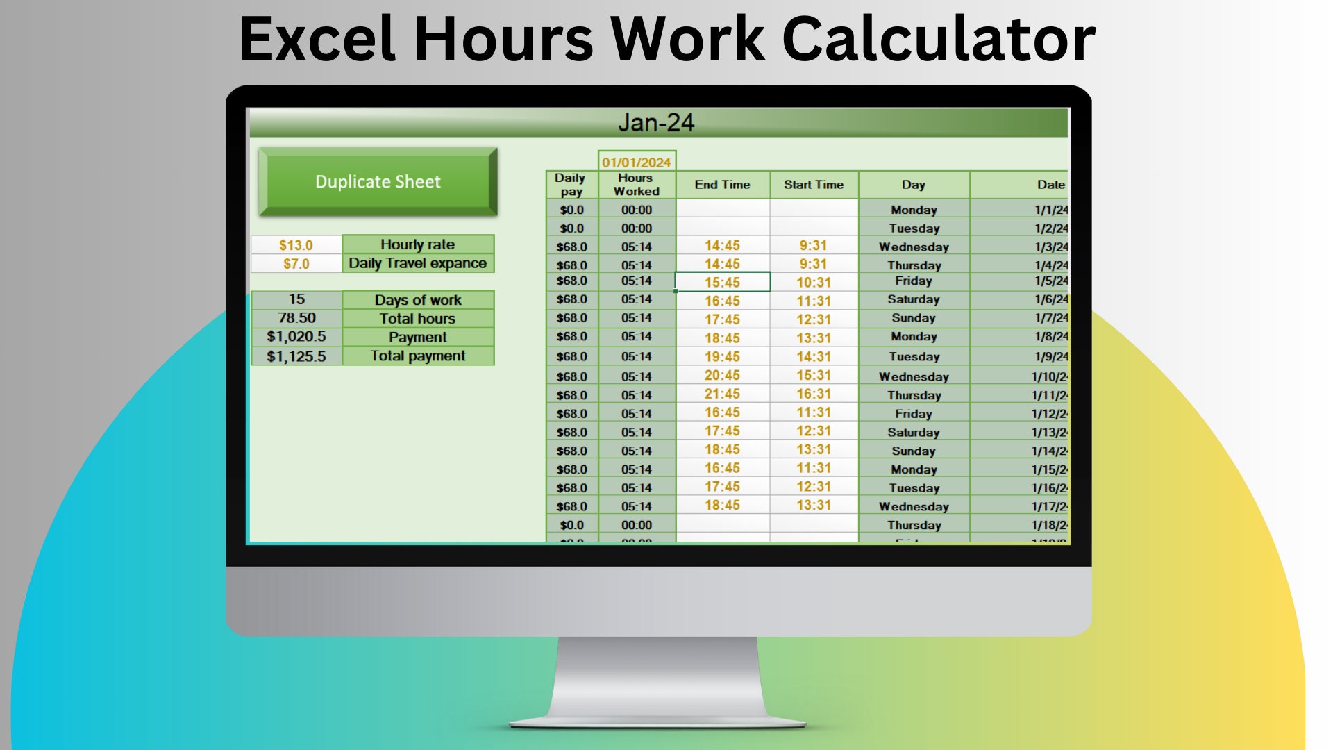 HOURS WORK CALCULATOR - Etsy