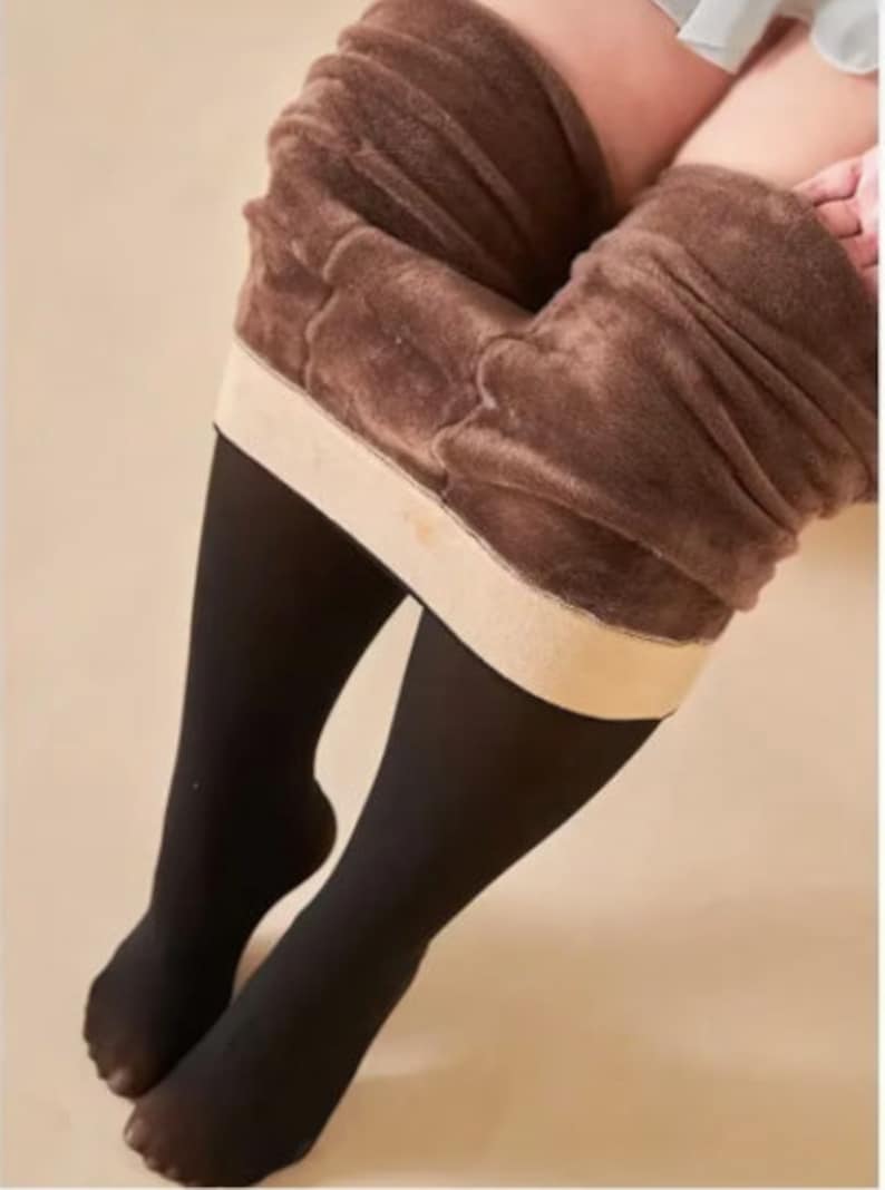 Womens Winter Warm Fleece Lined Tights Fleece-lined Tights Thick Thermal Tights for Brown Skin ...