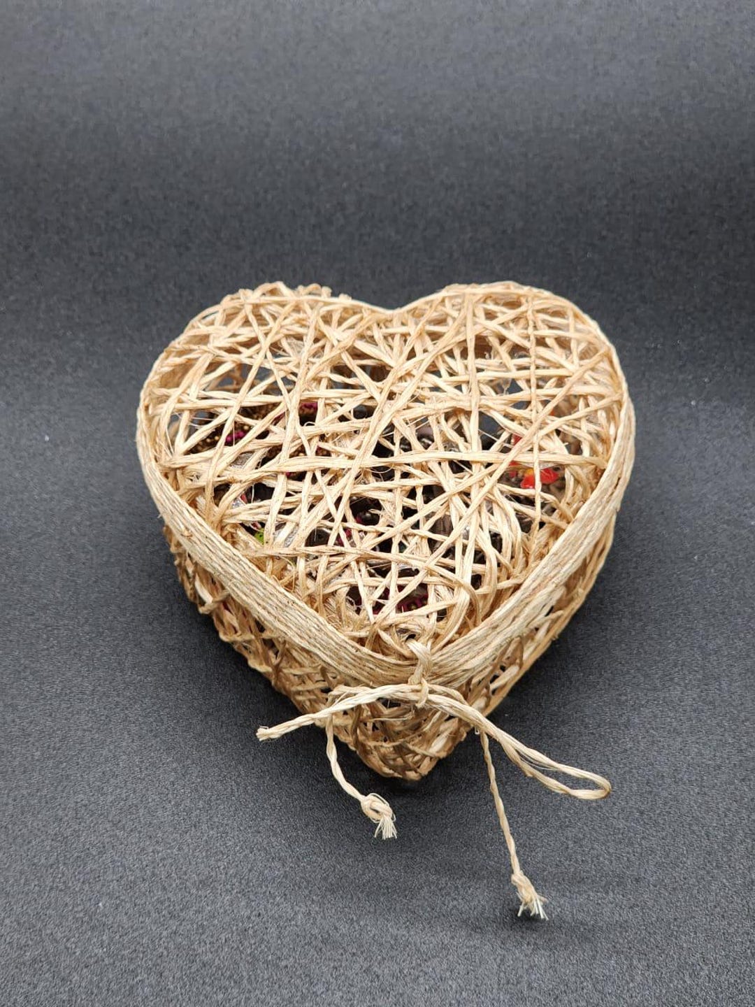 Handcrafted Heart Jewelry Box, Natural Fiber Portable Travel Case - Etsy