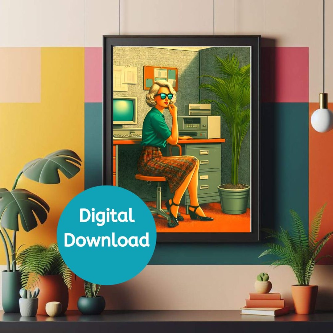 Retro Office, Office Art, Digital Art, Wall Decor, Downloadable Art - Etsy
