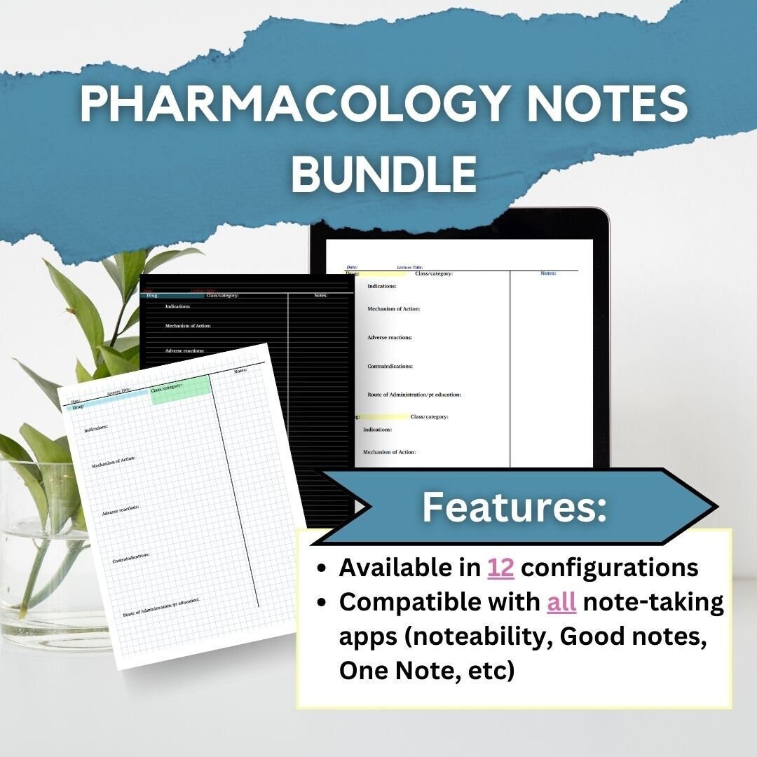 Pharmacology Note Taking Template PDF Great For: Nursing, Medical ...