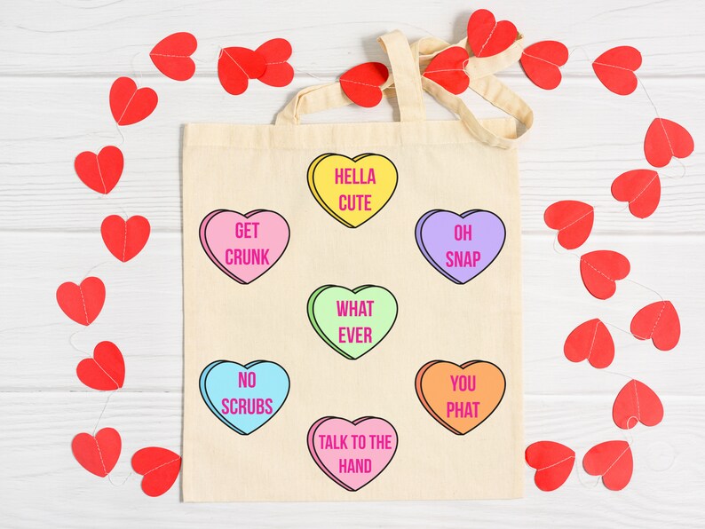 Candy Hearts SVG Valentine's Day SVG 90s SVG Cute Candy Hearts With 90s ...