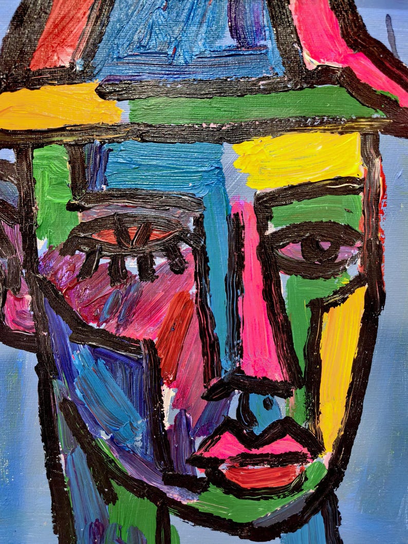 Hand-painted Abstract Oil Painting: "brooding Man" Pop Art Decor - Etsy
